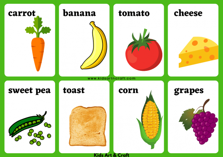 Drink And Food Flashcards For Toddlers- Free Printable - Kids Art & Craft