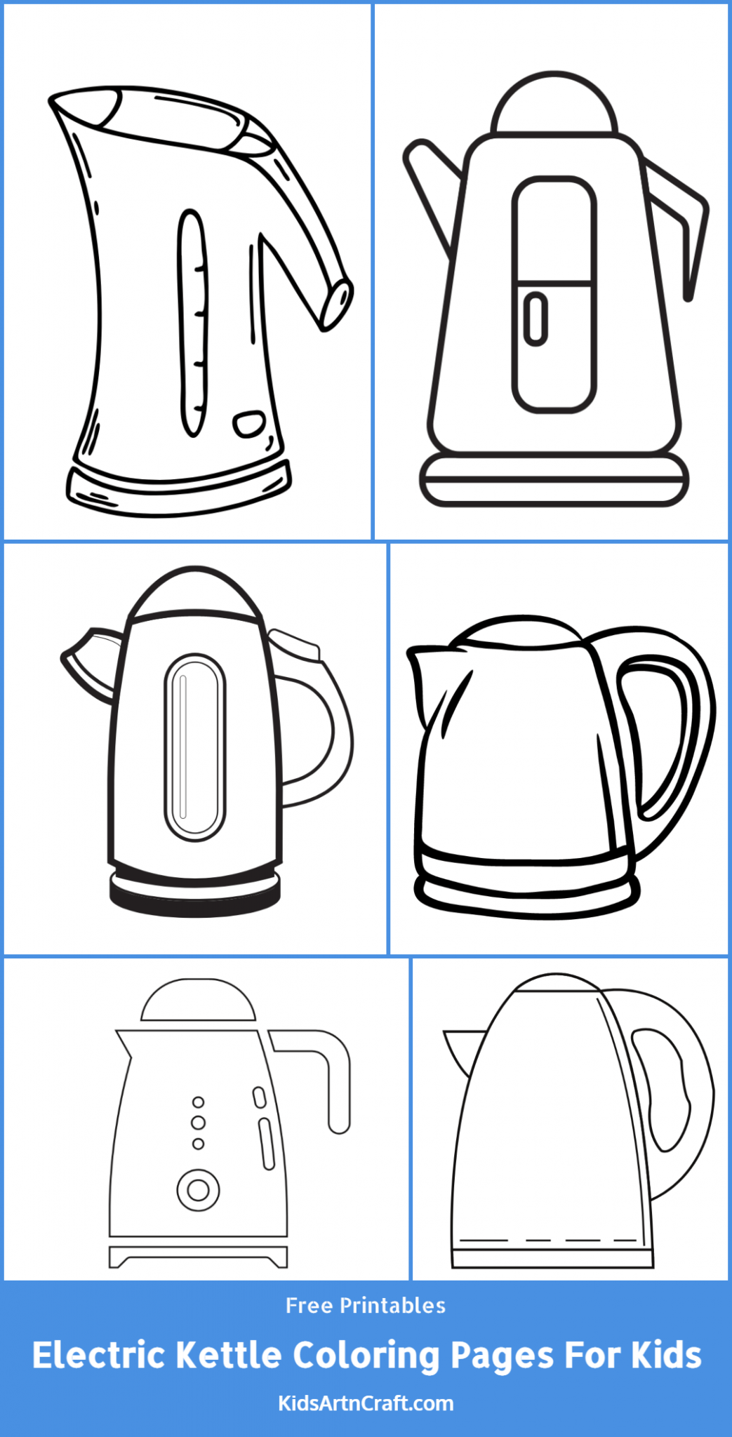 Electric Kettle Coloring Pages For Kids - Free Printable - Kids Art & Craft