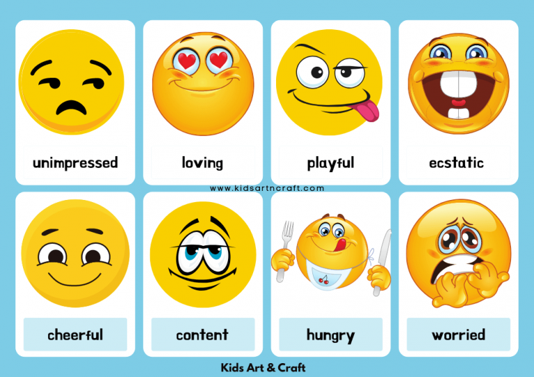 Emotions Flashcards For Kids- Free Printable - Kids Art & Craft