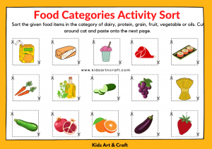 Food Categories Activity Sorting Free Printable Worksheets - Kids Art ...