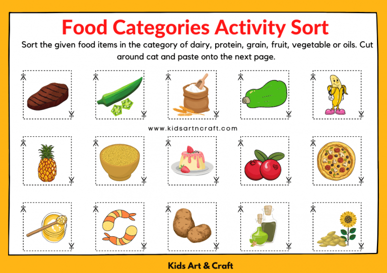 Food Categories Activity Sorting Free Printable Worksheets - Kids Art ...