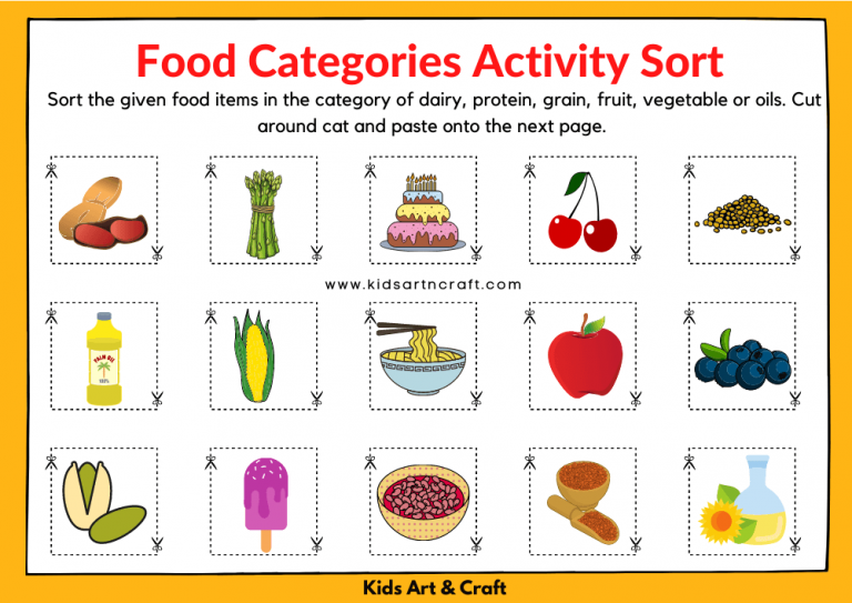Food Categories Activity Sorting Free Printable Worksheets - Kids Art ...