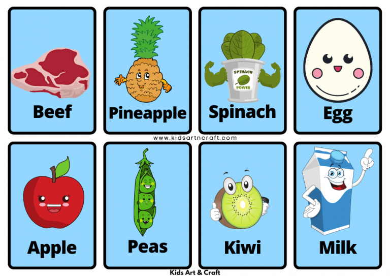 Food Groups Flashcards for Kids – Free Printables - Kids Art & Craft