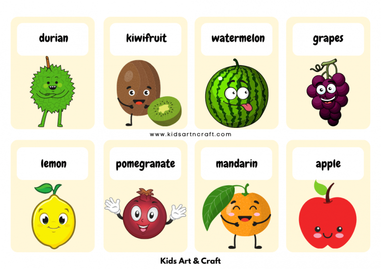 Fruit Name Flashcards For Preschoolers- Free Printable - Kids Art & Craft