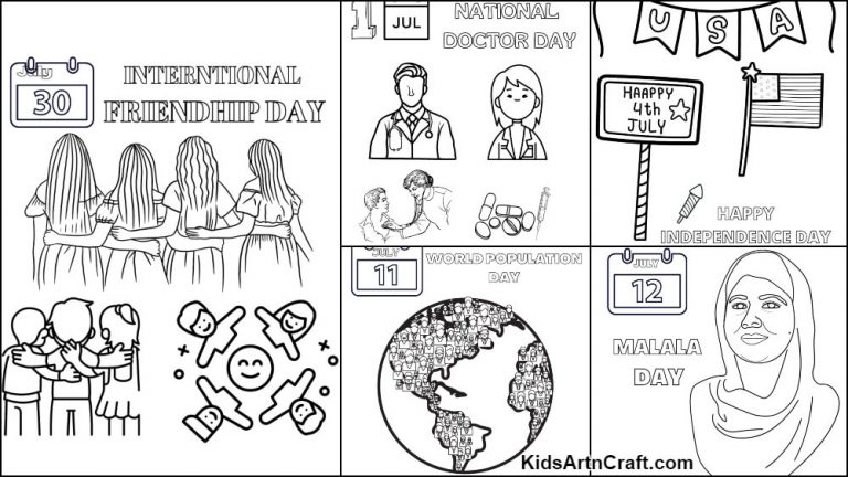 July Month Coloring Pages for Kids - Kids Art & Craft