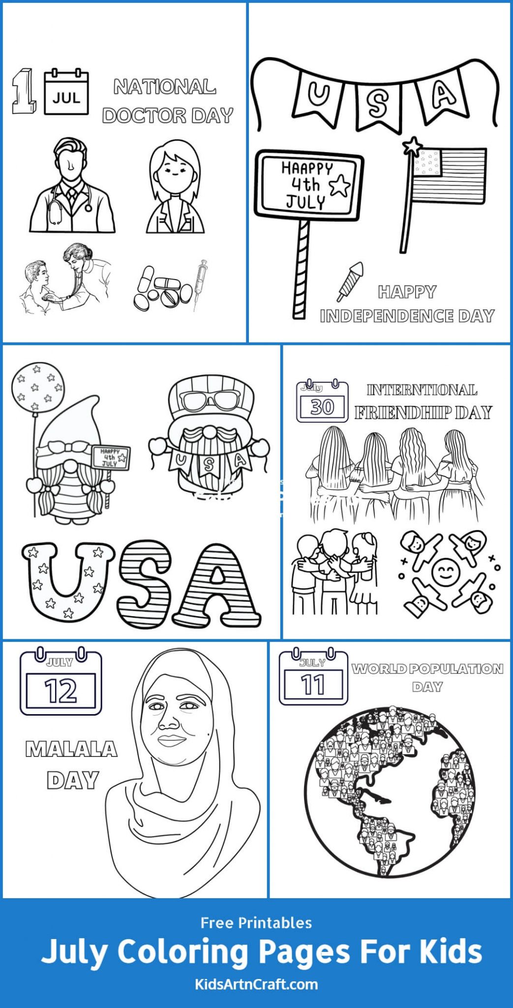July Month Coloring Pages for Kids - Kids Art & Craft