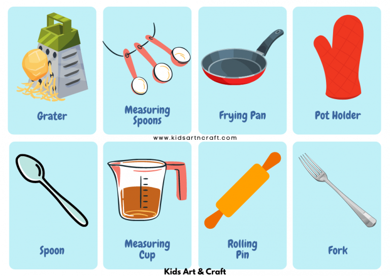 Kitchen Objects Flashcards – Download FREE Printable - Kids Art & Craft