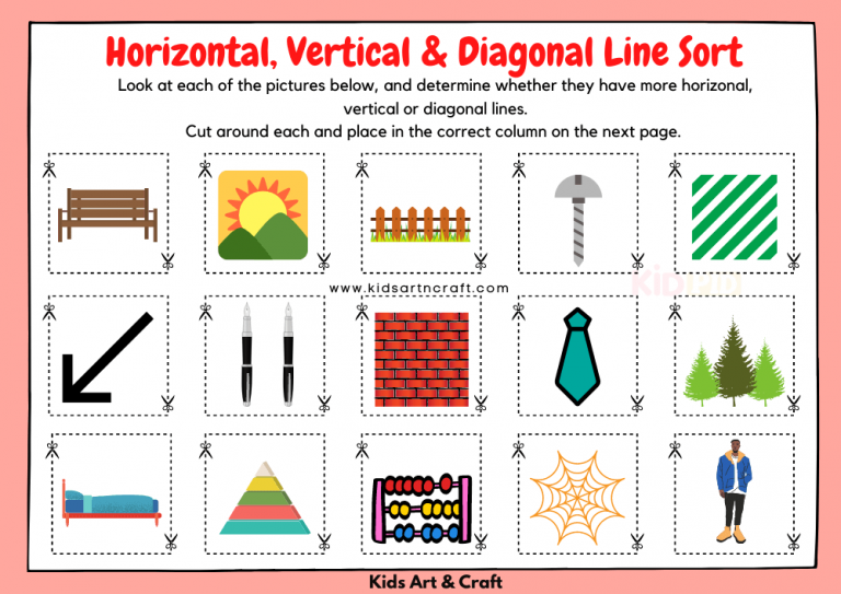 Line Orientation Activity Sort Free Printable Worksheets - Kids Art & Craft
