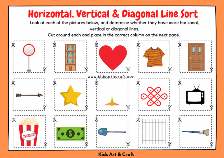 Line Orientation Activity Sort Free Printable Worksheets - Kids Art & Craft