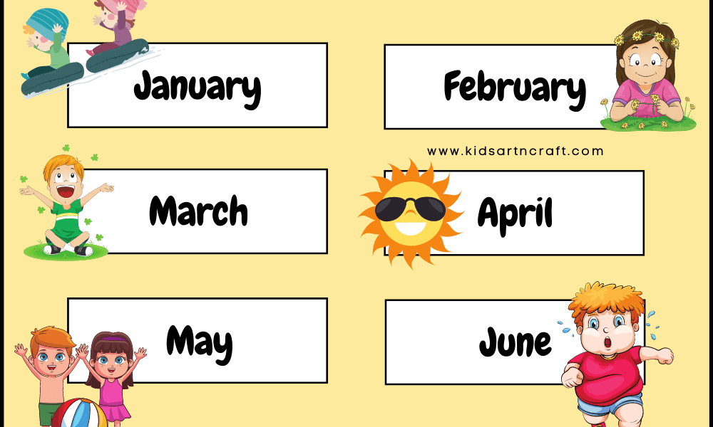 Month Name Flashcards for Kids – Free Printables - Kids Art & Craft