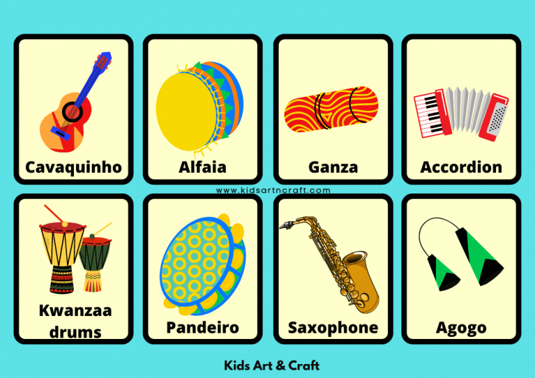 Musical Instruments Flashcards – Free Printable Worksheet - Kids Art ...