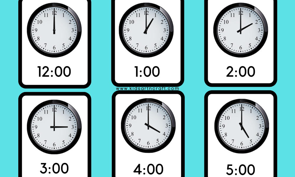 O’clock Flashcards For Kindergarten- Free Printable - Kids Art & Craft