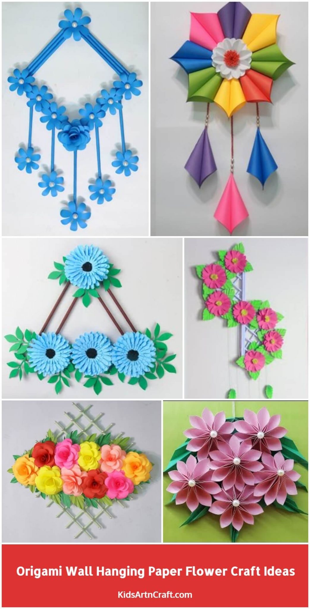 Origami Wall Hanging Paper Flower Craft Ideas - Kids Art & Craft