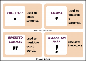 Punctuation Flashcards For Kindergarten- Free Printable - Kids Art & Craft