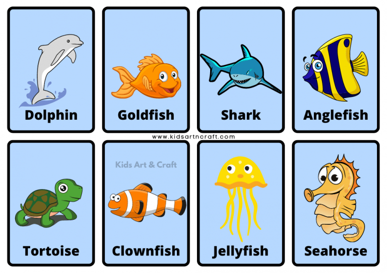 Sea Animal Flashcards – Free Printables - Kids Art & Craft