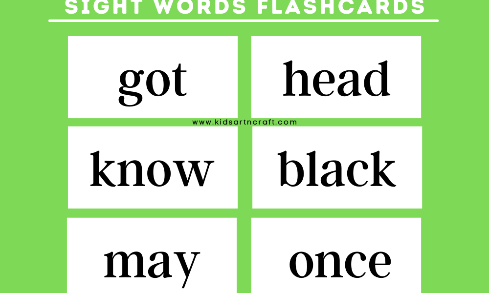 Sight Words Flashcards- Free Printable Worksheets - Kids Art & Craft