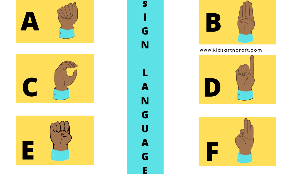 Sign Language Flashcards – Free Printable Worksheet - Kids Art & Craft