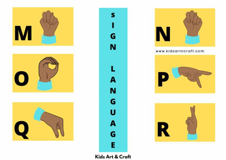 Sign Language Flashcards - Free Printable Worksheet - Kids Art & Craft