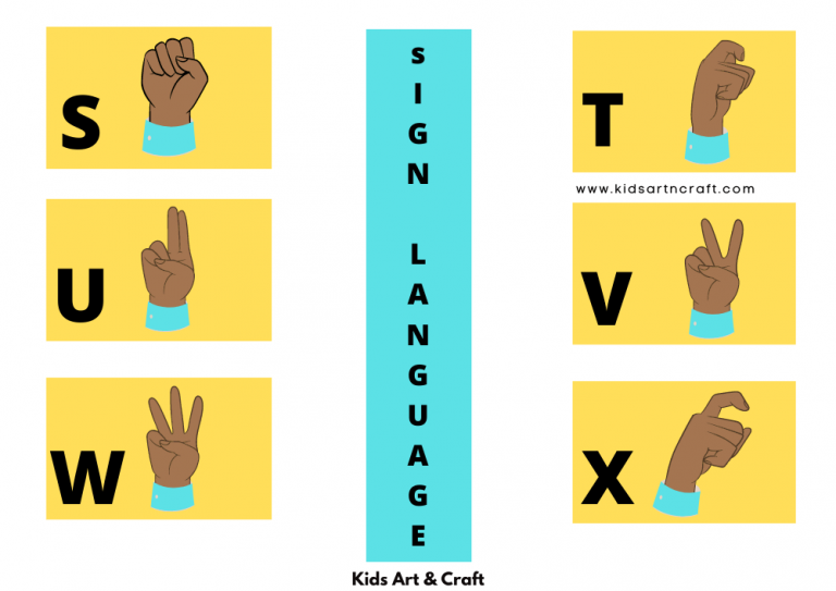 Sign Language Flashcards - Free Printable Worksheet - Kids Art & Craft