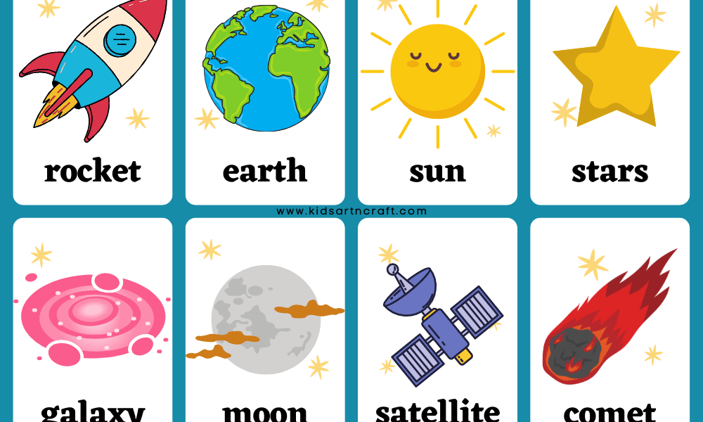 Space Flashcards- Free Printable Worksheets - Kids Art & Craft