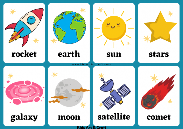 Space Flashcards- Free Printable Worksheets - Kids Art & Craft
