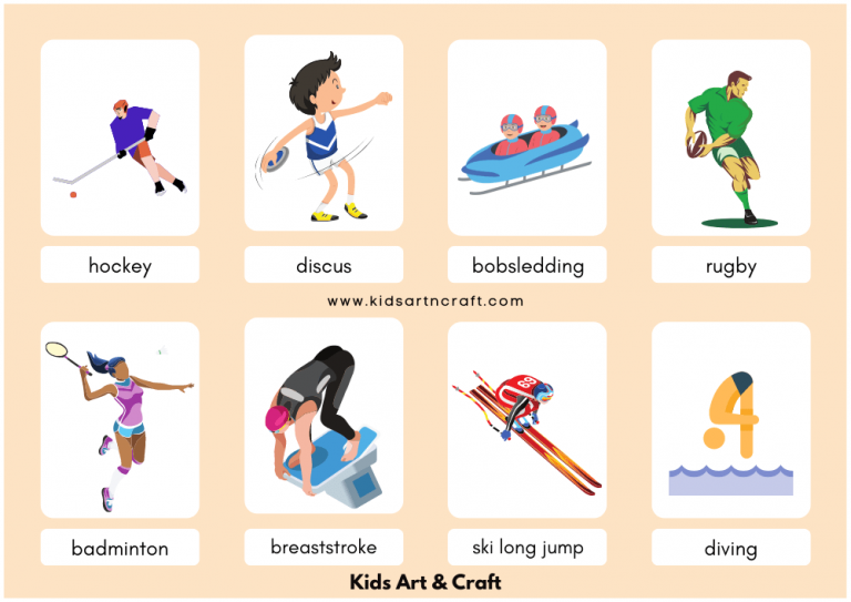 Sports Flashcards for Kids – Free Printables - Kids Art & Craft