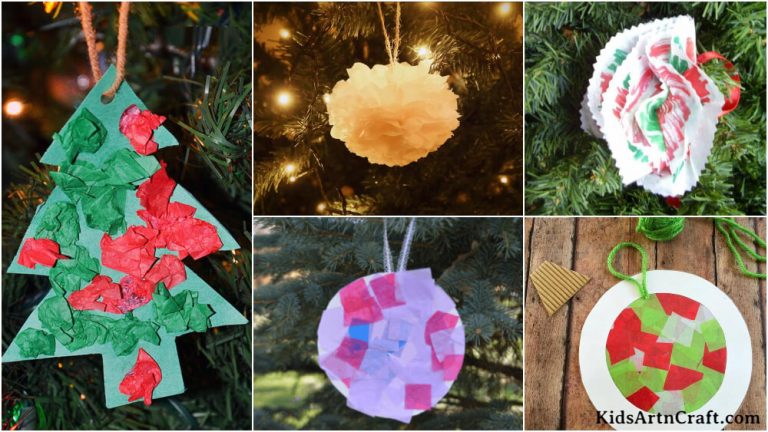 Tissue Paper Christmas Ornaments - Kids Art & Craft