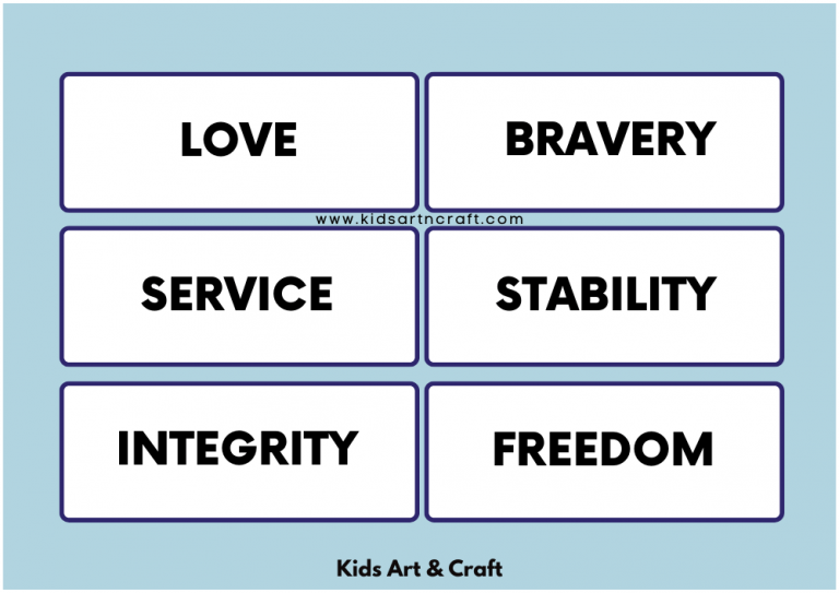Values Flashcards For Kids Free Printables - Kids Art & Craft
