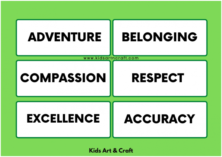 Values Flashcards For Kids Free Printables - Kids Art & Craft