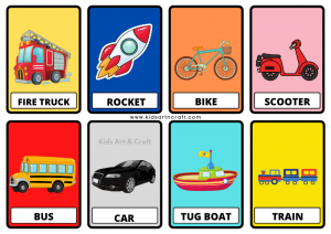 Vehicle Flashcards for Kids – Free Printable - Kids Art & Craft