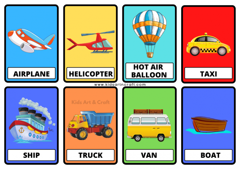 Vehicle Flashcards for Kids – Free Printable - Kids Art & Craft