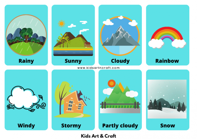 Weather Flashcards for Kindergarten – Free Printables - Kids Art & Craft