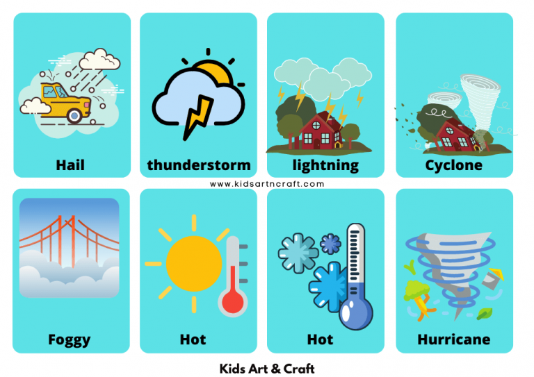 Weather Flashcards for Kindergarten – Free Printables - Kids Art & Craft