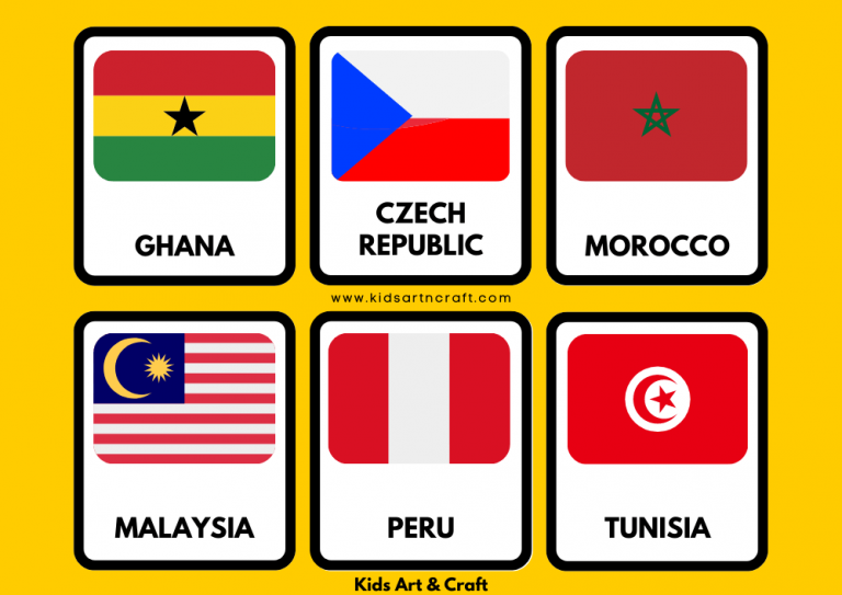World Flags Flashcards For Preschoolers- Free Printable - Kids Art & Craft