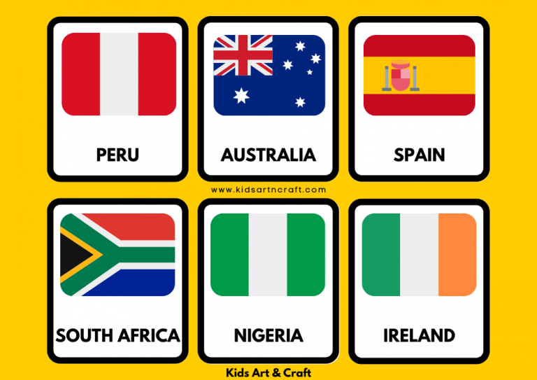 World Flags Flashcards For Preschoolers- Free Printable - Kids Art & Craft
