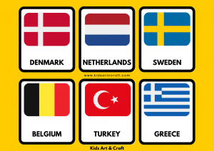 World Flags Flashcards For Preschoolers- Free Printable - Kids Art & Craft