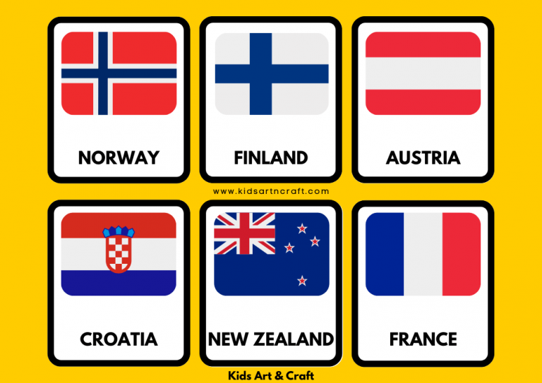 World Flags Flashcards For Preschoolers- Free Printable - Kids Art & Craft