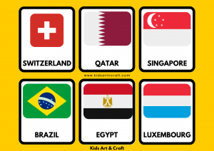 World Flags Flashcards For Preschoolers- Free Printable - Kids Art & Craft