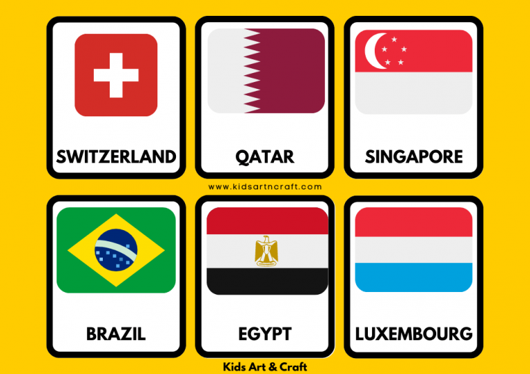 World Flags Flashcards For Preschoolers- Free Printable - Kids Art & Craft