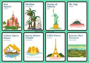 World Landmarks Flashcards -Free Printable - Kids Art & Craft