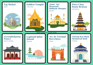 World Landmarks Flashcards -Free Printable - Kids Art & Craft