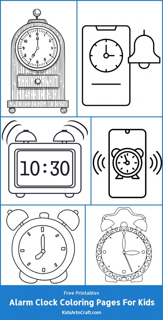 Alarm Clock Coloring Pages For Kids – Free Printables - Kids Art & Craft
