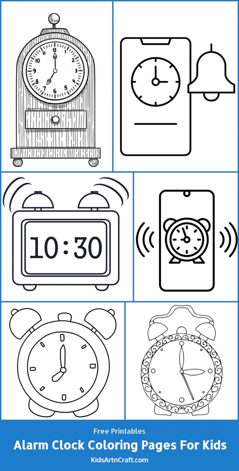 Alarm Clock Coloring Pages For Kids – Free Printables - Kids Art & Craft