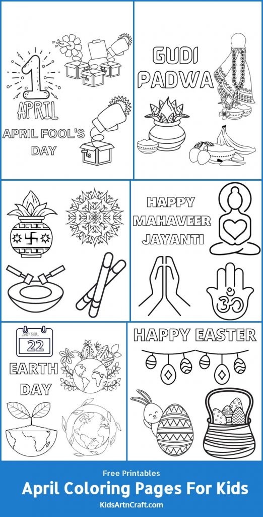 April Coloring Pages For Kids – Free Printables - Kids Art & Craft