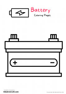 Battery Coloring Pages For Kids - Free Printable - Kids Art & Craft