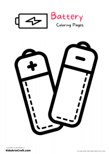 Battery Coloring Pages For Kids - Free Printable - Kids Art & Craft