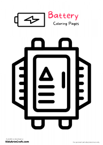 Battery Coloring Pages For Kids - Free Printable - Kids Art & Craft