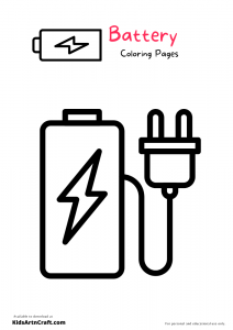 Battery Coloring Pages For Kids - Free Printable - Kids Art & Craft