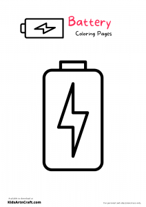 Battery Coloring Pages For Kids - Free Printable - Kids Art & Craft
