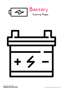 Battery Coloring Pages For Kids - Free Printable - Kids Art & Craft